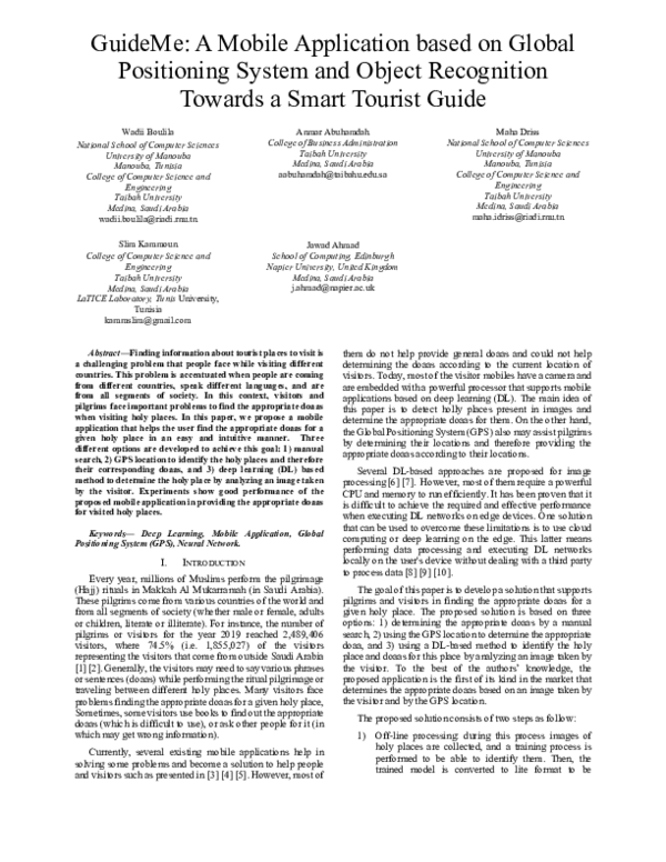 (PDF) GuideMe: A Mobile Application based on Global Positioning System and Object Recognition ...