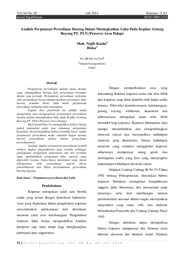 (PDF) Analisis Perputaran Persediaan Barang Dalam Meningkatkan Laba ...