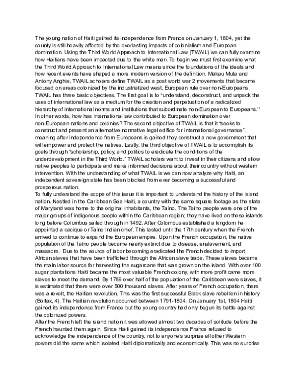 (PDF) United States Intervention in Haiti TWAIL perspective