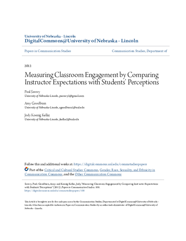 (PDF) Measuring Classroom Engagement by Comparing Instructor ...