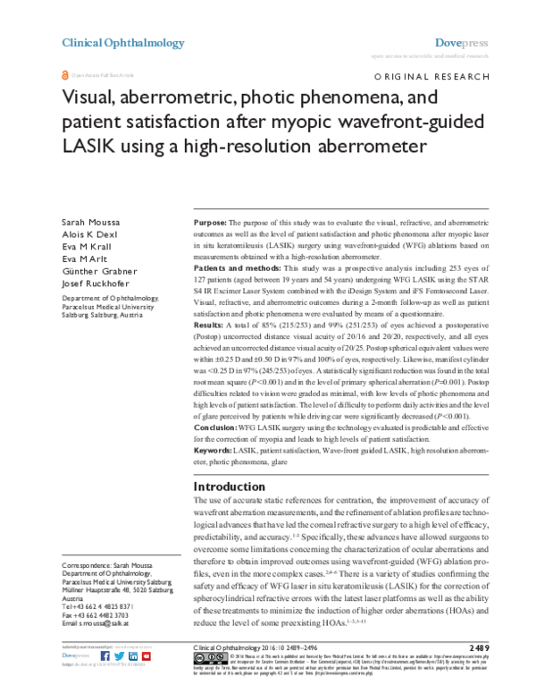 (PDF) Visual, aberrometric, photic phenomena, and patient satisfaction ...