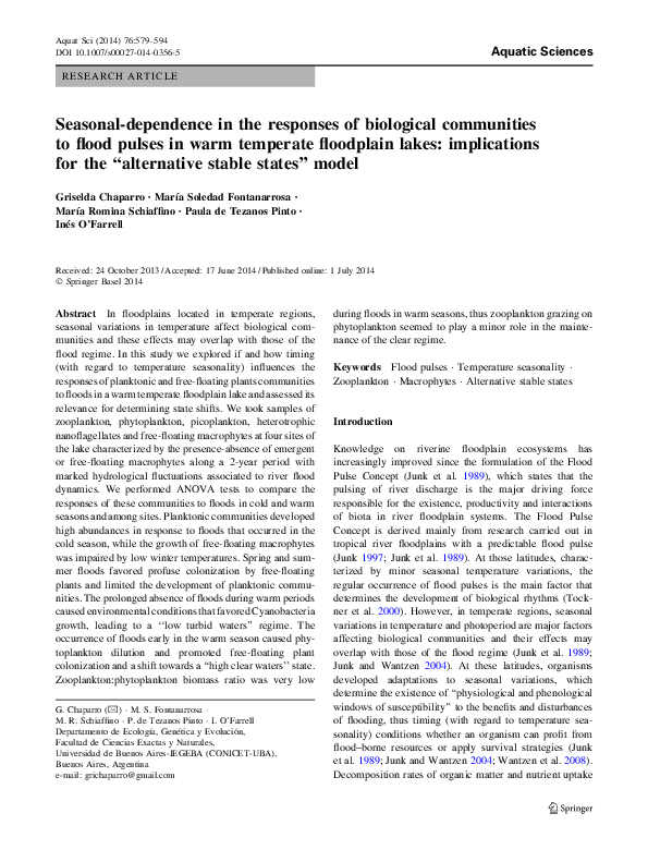(PDF) Seasonal-dependence in the responses of biological communities to ...