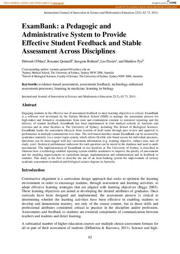 (PDF) ExamBank: a Pedagogic and Administrative System to Provide ...