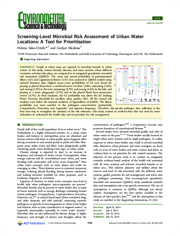 (PDF) Screening-Level Microbial Risk Assessment of Urban Water ...