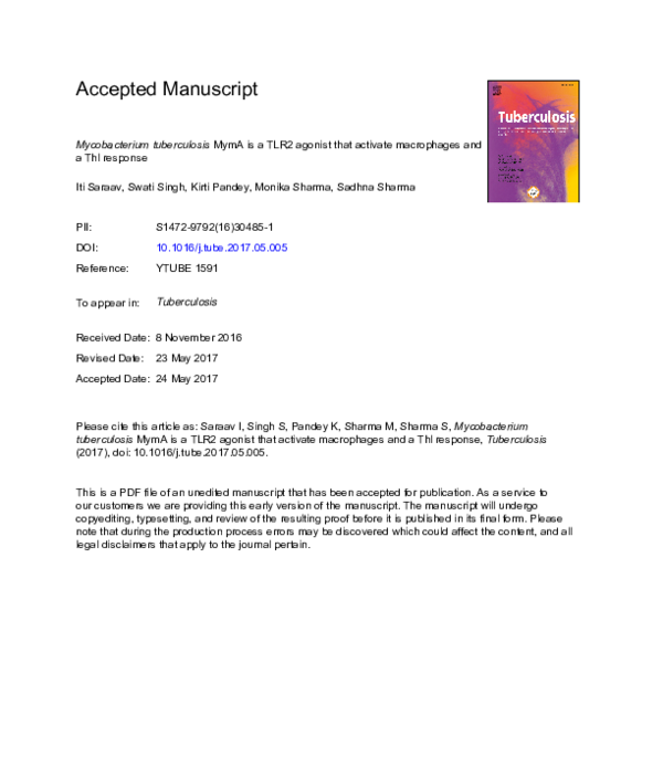 (PDF) Mycobacterium tuberculosis MymA is a TLR2 agonist that activate ...
