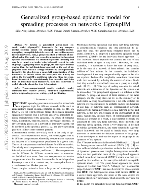 (PDF) Generalized group-based epidemic model for spreading processes on networks: GgroupEM