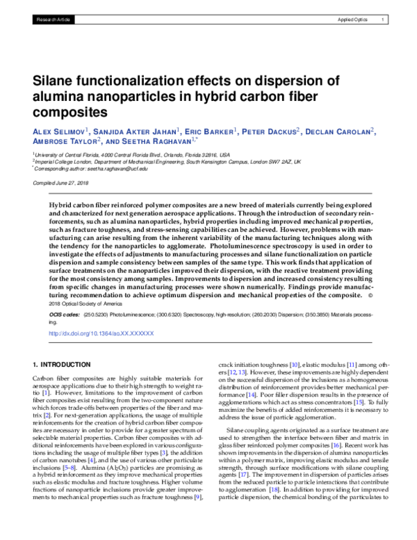 (PDF) Silane functionalization effects on dispersion of alumina ...