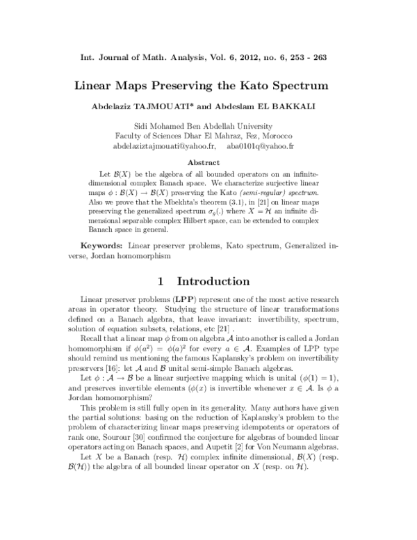 (PDF) Linear Maps Preserving the Kato Spectrum