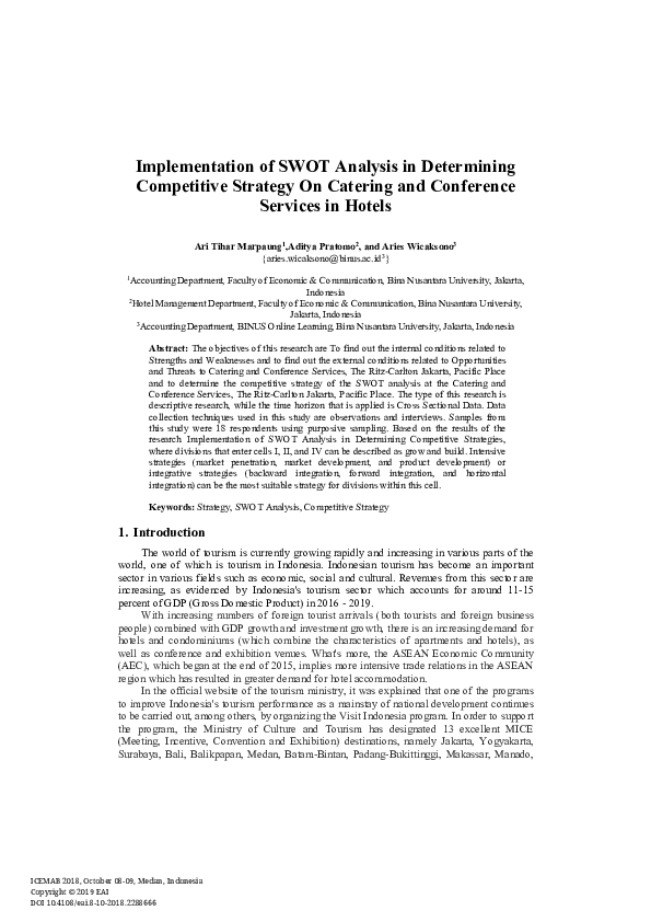 (PDF) Implementation of SWOT Analysis in Determining Competitive ...