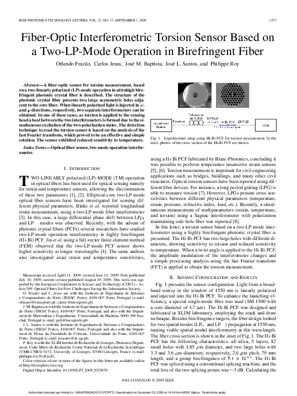 (PDF) Fiber-Optic Interferometric Torsion Sensor Based on a Two-LP-Mode ...