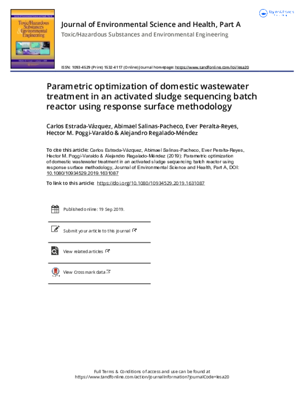 (PDF) Parametric optimization of domestic wastewater treatment in an activated sludge sequencing ...