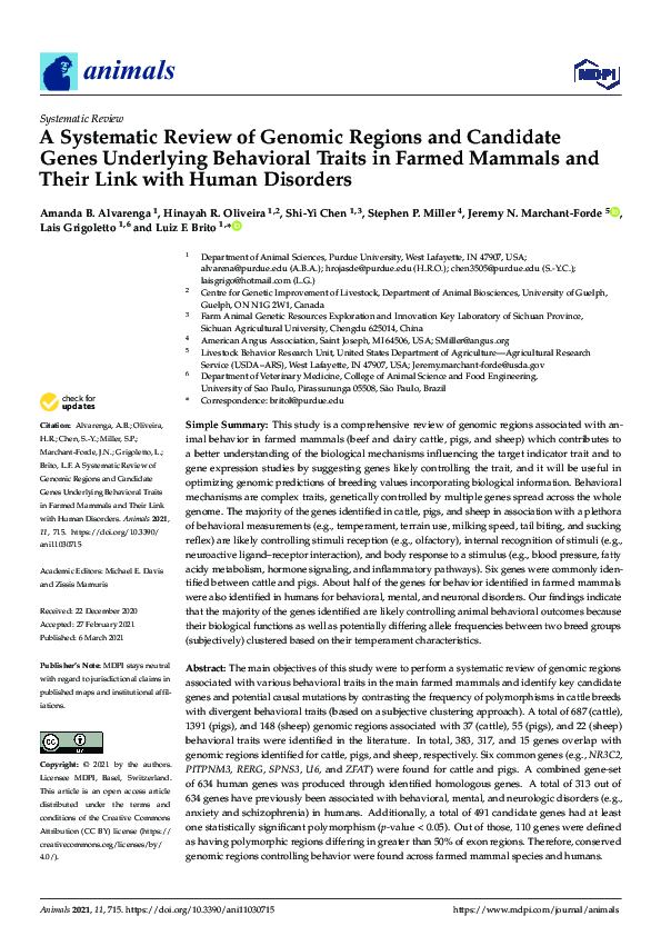 (PDF) A Systematic Review of Genomic Regions and Candidate Genes Underlying Behavioral Traits in ...