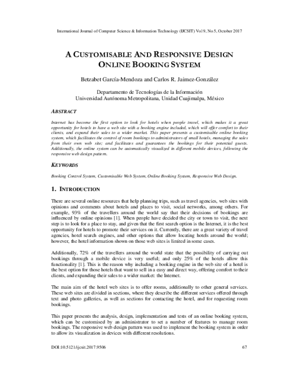 (PDF) A Customisable and Responsive Design Online Booking System