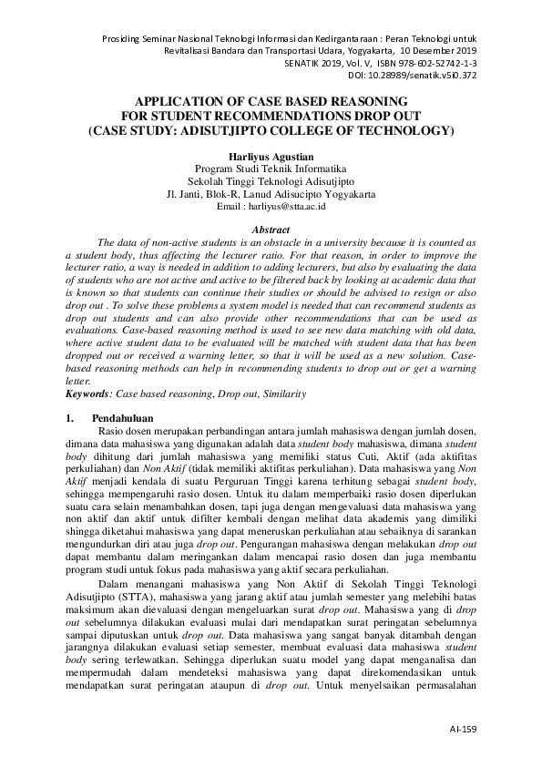 (PDF) Application of Case Based Reasoning for Student Recommendations ...