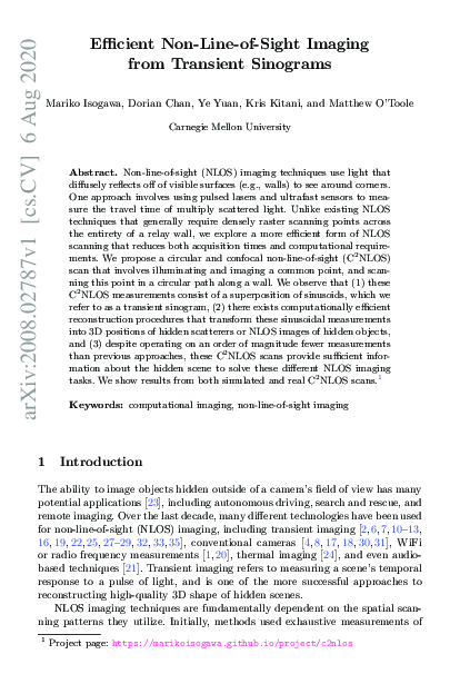 (PDF) Efficient Non-Line-of-Sight Imaging from Transient Sinograms