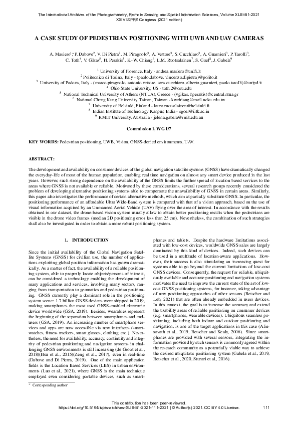 (PDF) A Case Study of Pedestrian Positioning with Uwb and Uav Cameras | Harris Perakis ...