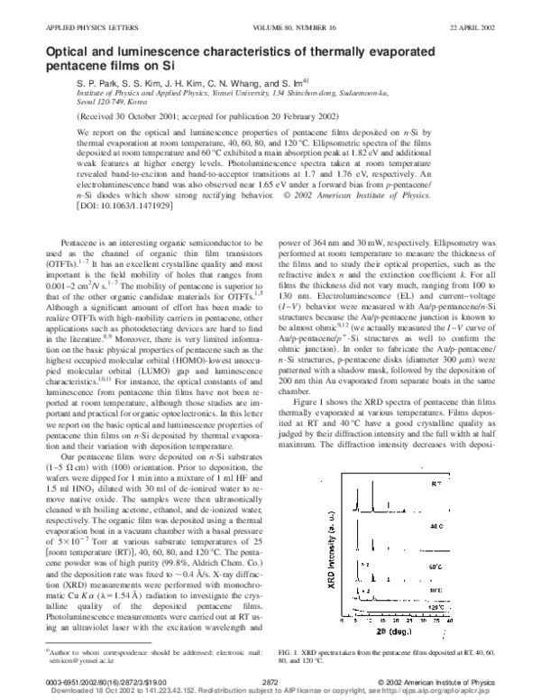 (PDF) Optical and luminescence characteristics of thermally evaporated ...