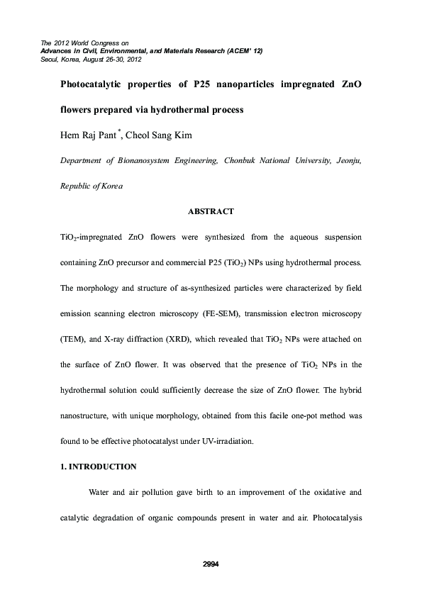 (PDF) Photocatalytic property of SiO2/TiO2 nanoparticles prepared by sol-hydrothermal process