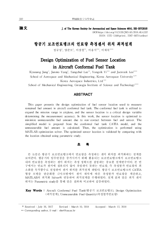 (PDF) Design Optimization of Fuel Sensor Location in Aircraft Conformal ...
