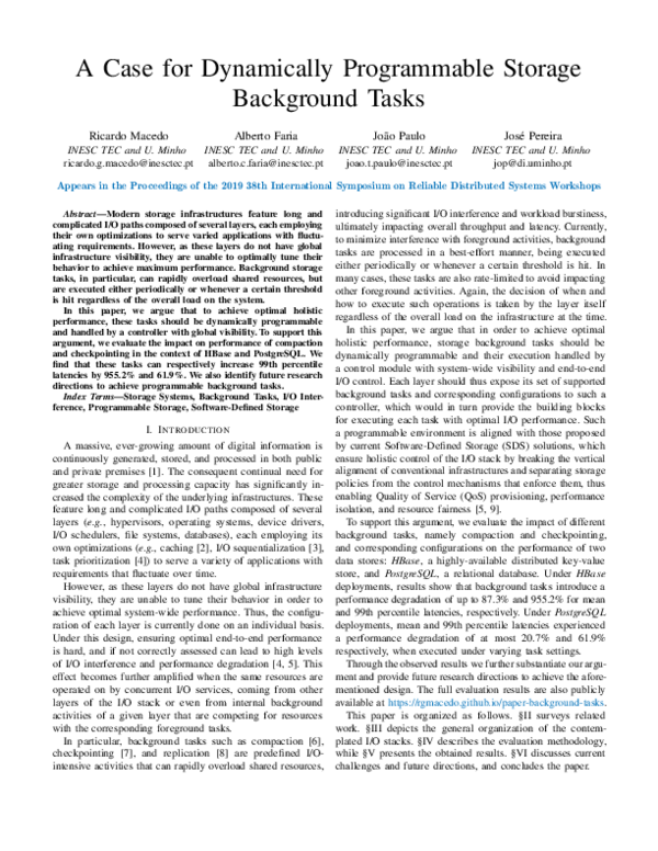 (PDF) A Case for Dynamically Programmable Storage Background Tasks