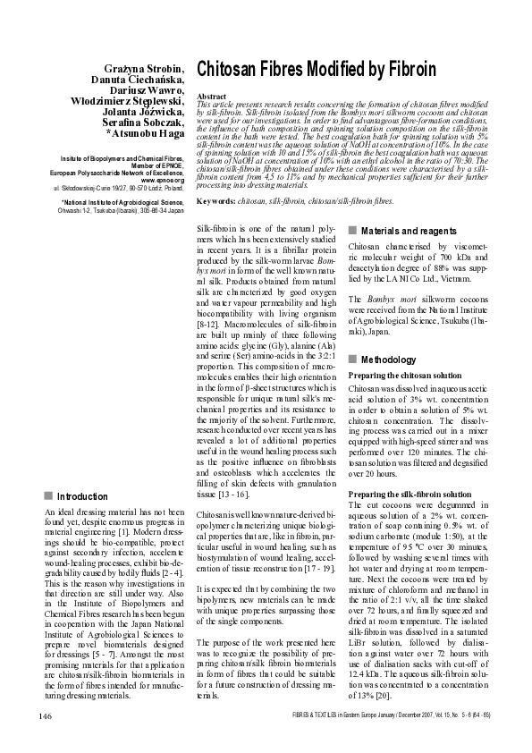 (PDF) Chitosan Fibres Modified by Fibroin