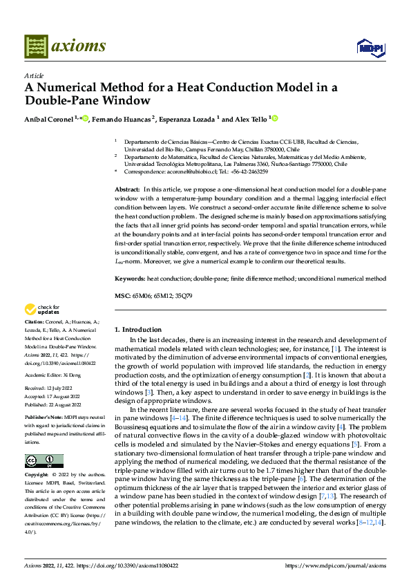 (PDF) A Numerical Method for a Heat Conduction Model in a Double-Pane ...
