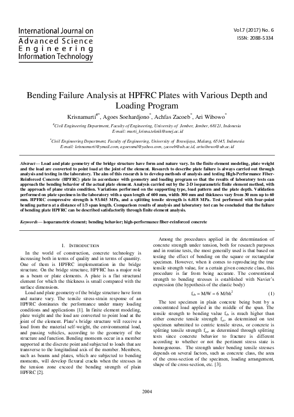 (PDF) Bending Failure Analysis at HPFRC Plates with Various Depth and ...