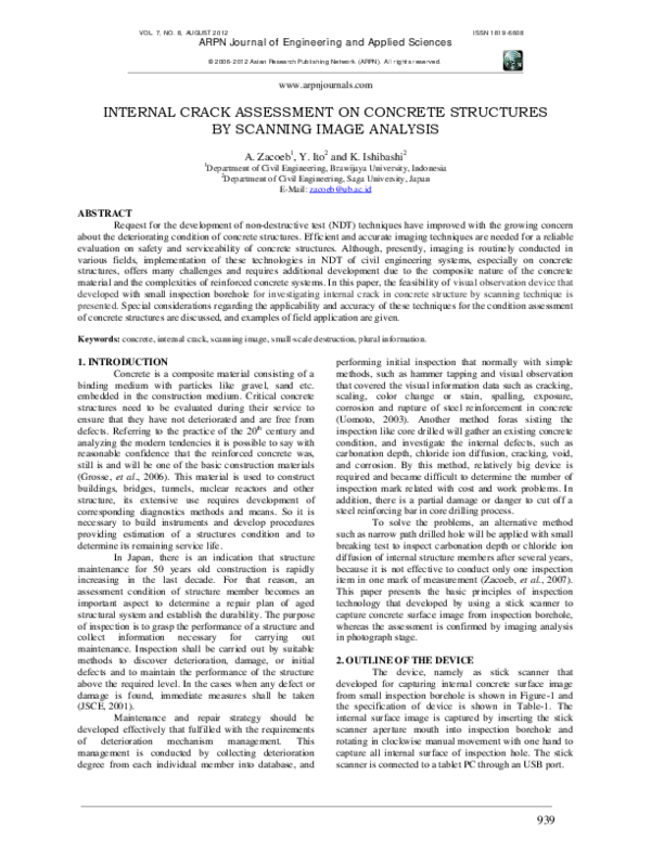 (PDF) Internal Crack Assessment on Concrete Structures by Scanning Image Analysis