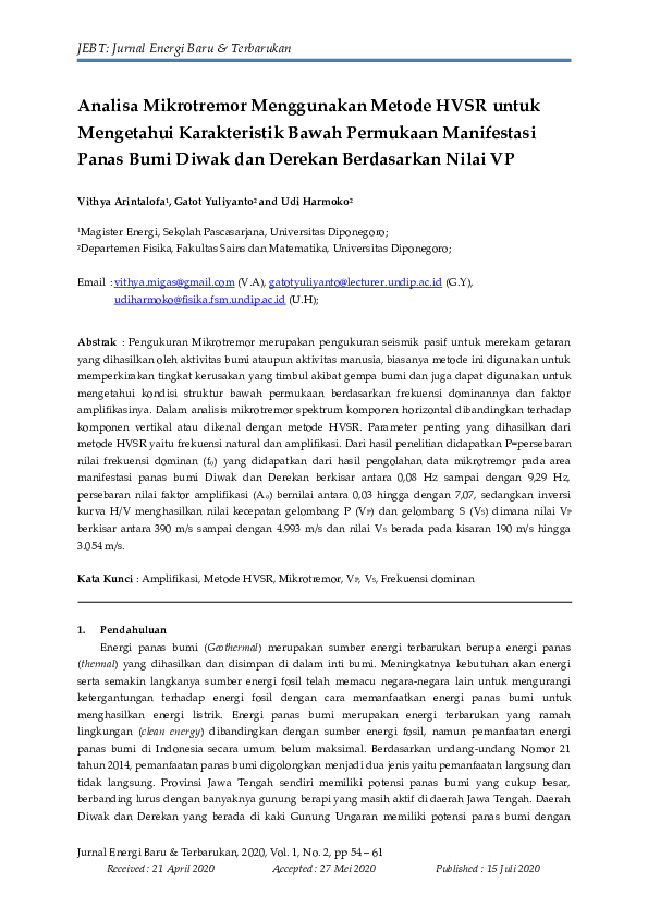 (PDF) Analisa Mikrotremor Menggunakan Metode HVSR untuk Mengetahui ...