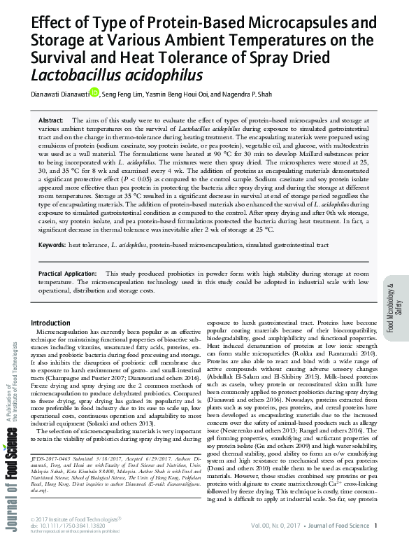 (PDF) Effect of Type of Protein-Based Microcapsules and Storage at ...