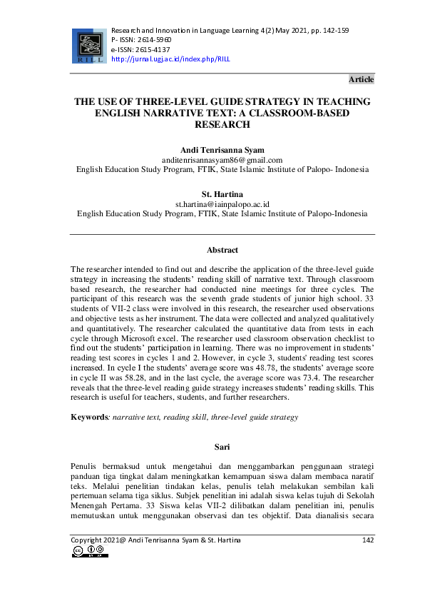 (PDF) The Use of Three-Level Guide Strategy in Teaching English ...