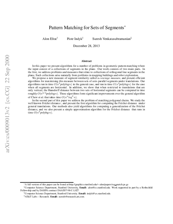 (PDF) Pattern Matching for Sets of Segments