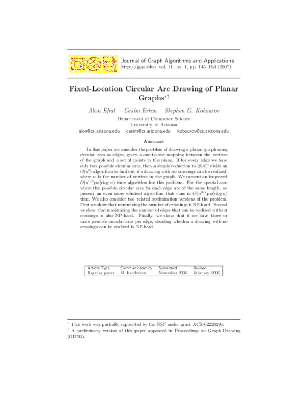 (PDF) Fixed-Location Circular Arc Drawing of Planar Graphs