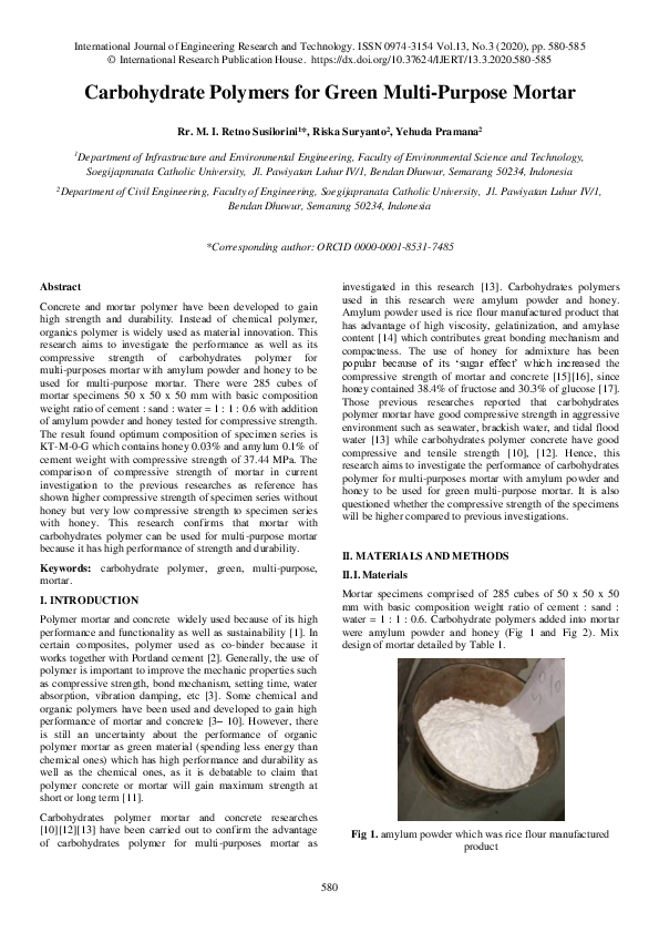 (PDF) Carbohydrate Polymers for Green Multi-Purpose Mortar