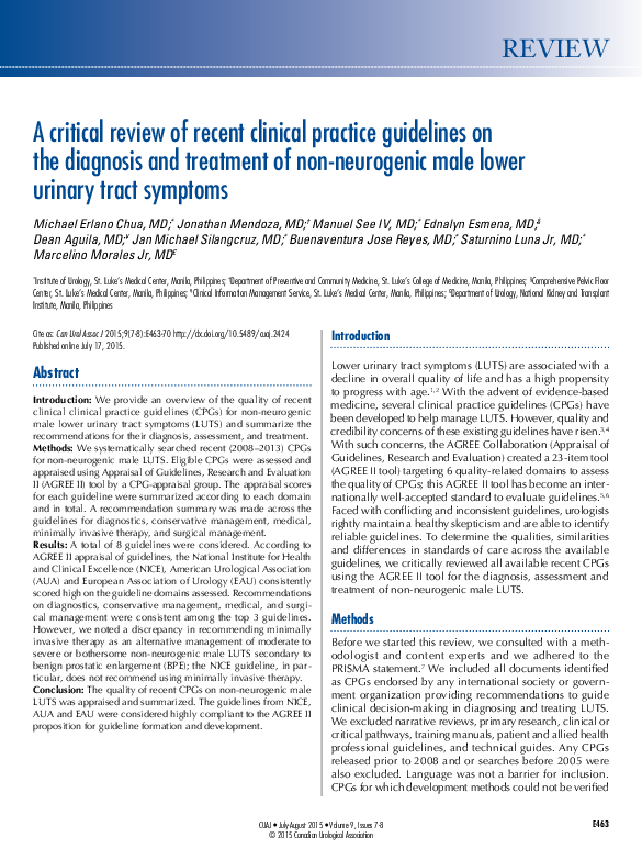 (PDF) A critical review of recent clinical practice guidelines on the diagnosis and treatment of ...