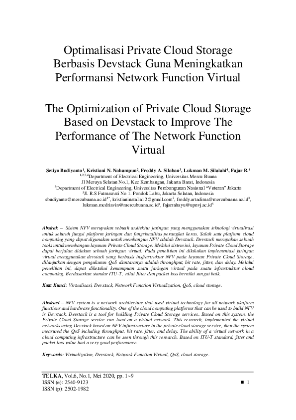 (PDF) Optimalisasi Private Cloud Storage Berbasis Devstack Guna Meningkatkan Performansi Network ...