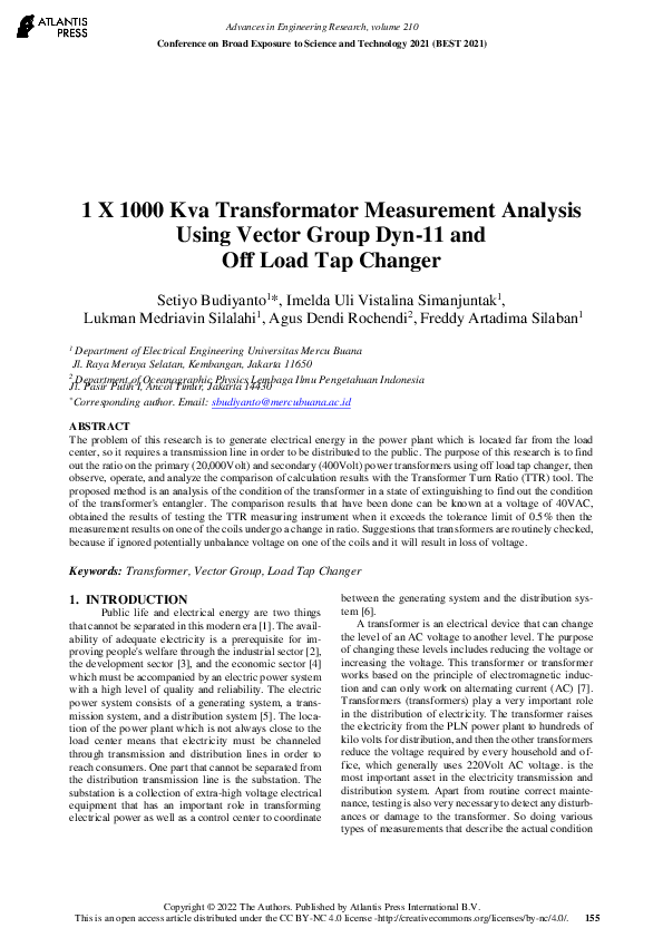 (PDF) 1 X 1000 Kva Transformator Measurement Analysis Using Vector ...