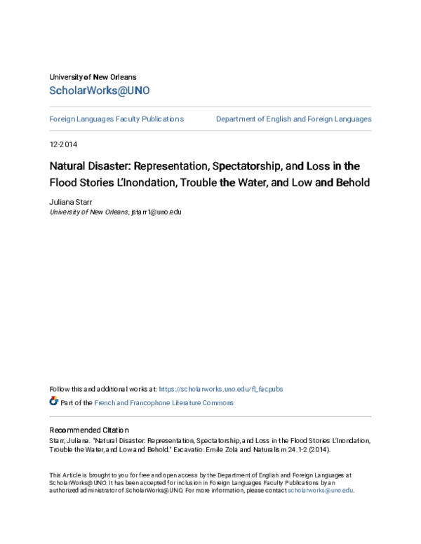 (PDF) Natural Disaster: Representation, Spectatorship, and Loss in the Flood Stories L ...