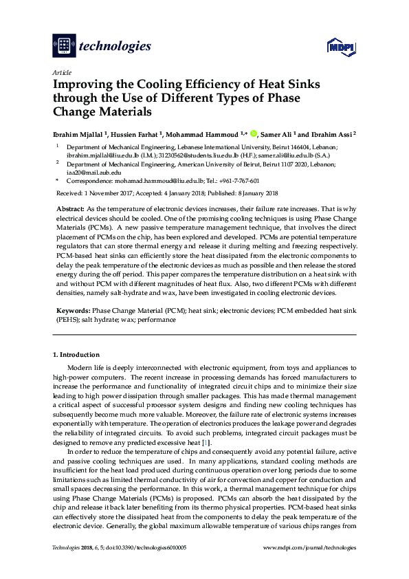 (PDF) Enhancing Heat Sink Efficiency Using Phase Change Materials