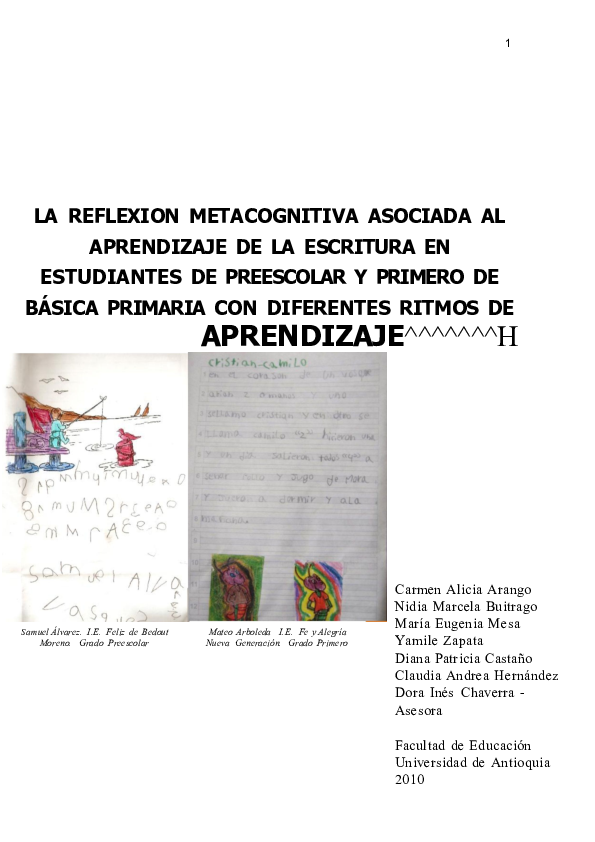 (PDF) La reflexión metacognitiva asociada al aprendizaje de la ...