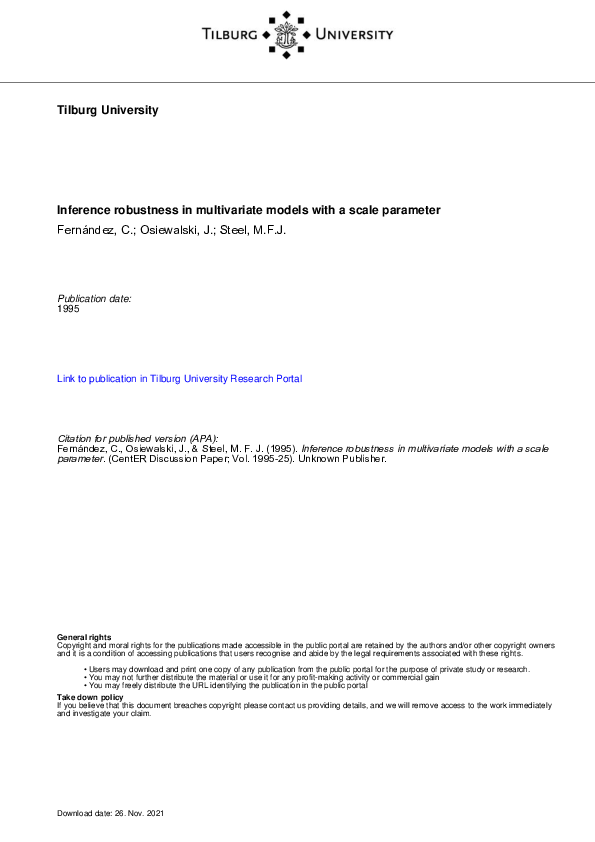 (PDF) Inference robustness in multivariate models with a scale parameter