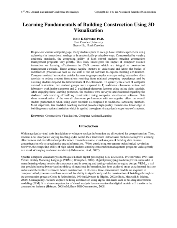 (PDF) Learning Fundamentals of Building Construction Using 3D Visualization