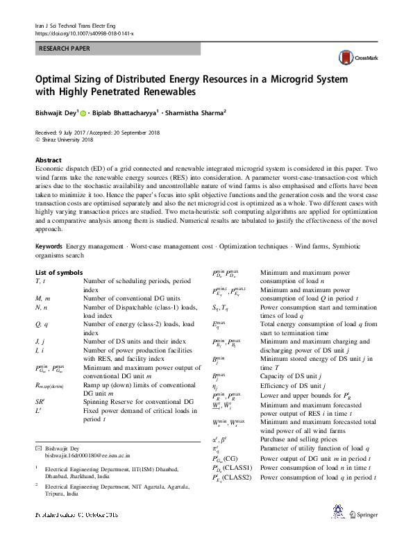 (PDF) Optimal sizing of distributed energy resources in microgrid considering wind energy ...