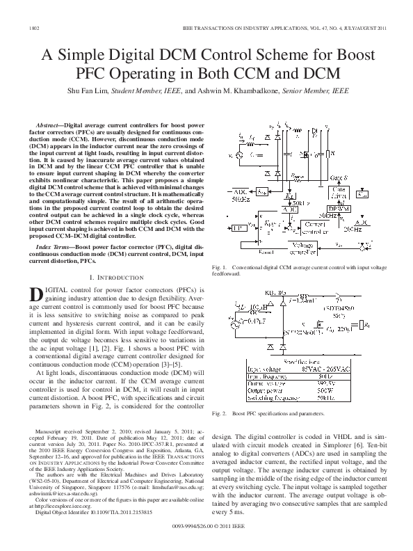 (PDF) A Simple Digital DCM Control Scheme for Boost PFC Operating in ...