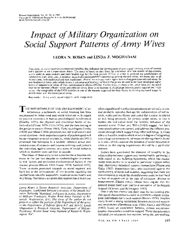 (PDF) Impact of Military Organization on Social Support Patterns of ...