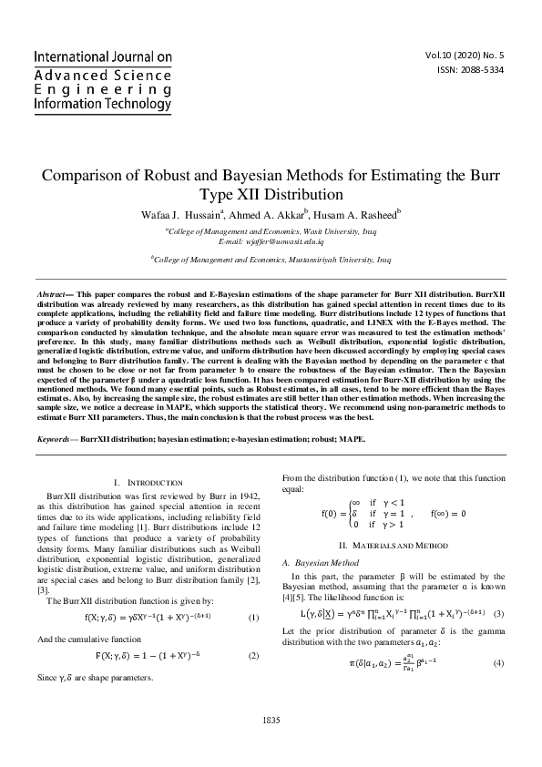 (PDF) Comparison of Robust and Bayesian Methods for Estimating the Burr ...