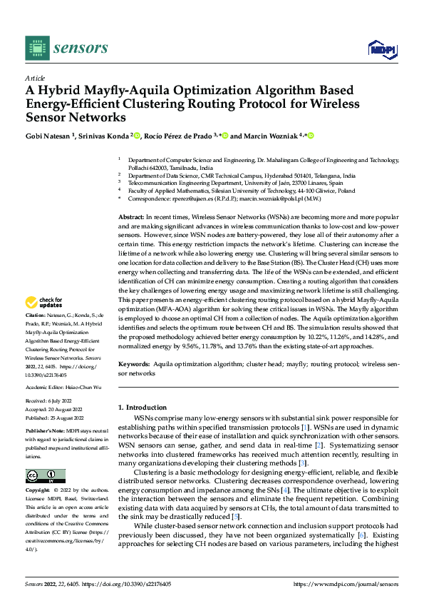 Pdf A Hybrid Mayfly Aquila Optimization Algorithm Based Energy