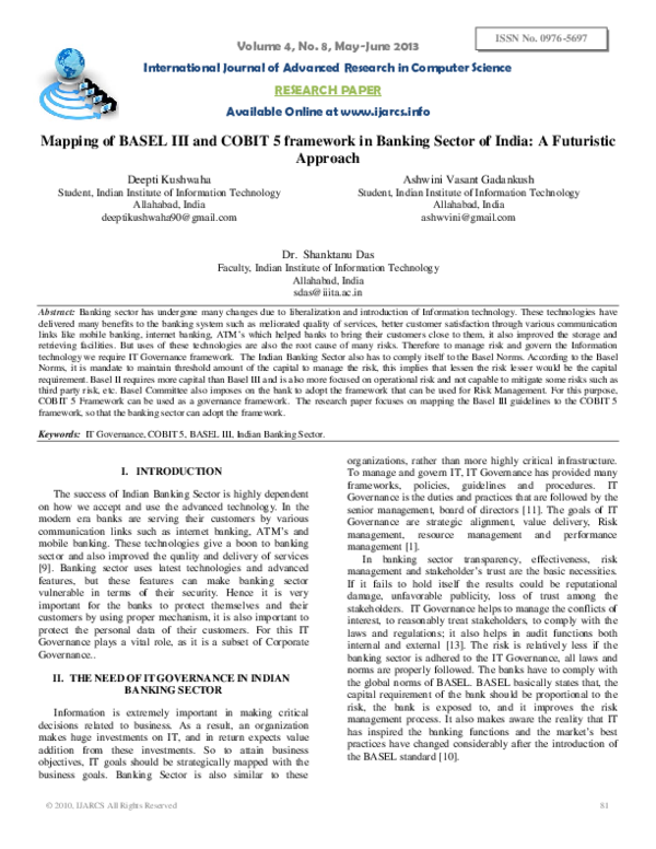 (PDF) Mapping of BASEL III and COBIT 5 framework in Banking Sector of ...