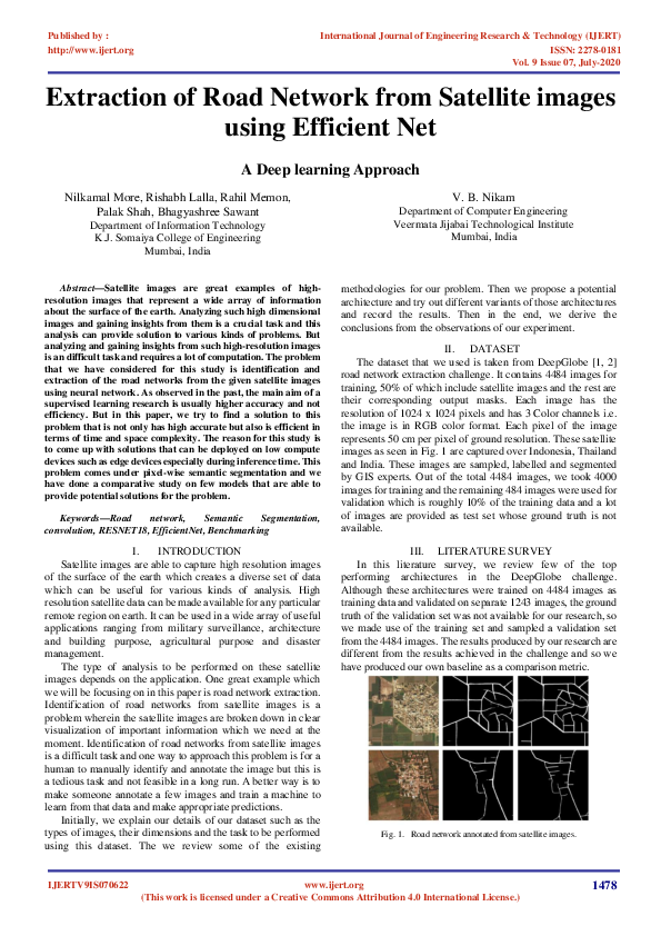 (PDF) Extraction of Road Network from Satellite images using Efficient Net