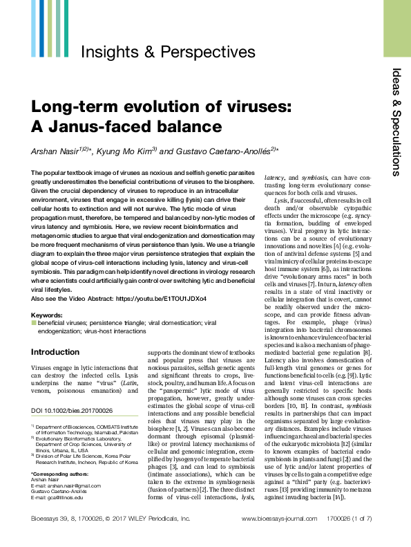 (PDF) Long-term evolution of viruses: A Janus-faced balance